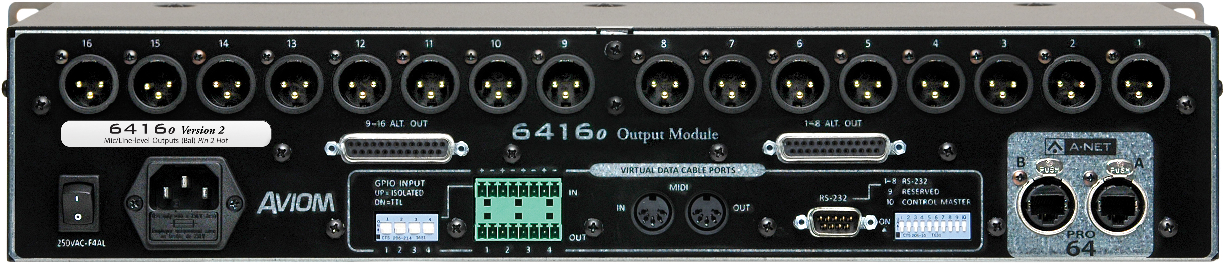 Aviom Products | Analog Output: 6416o v.2 Output Module
