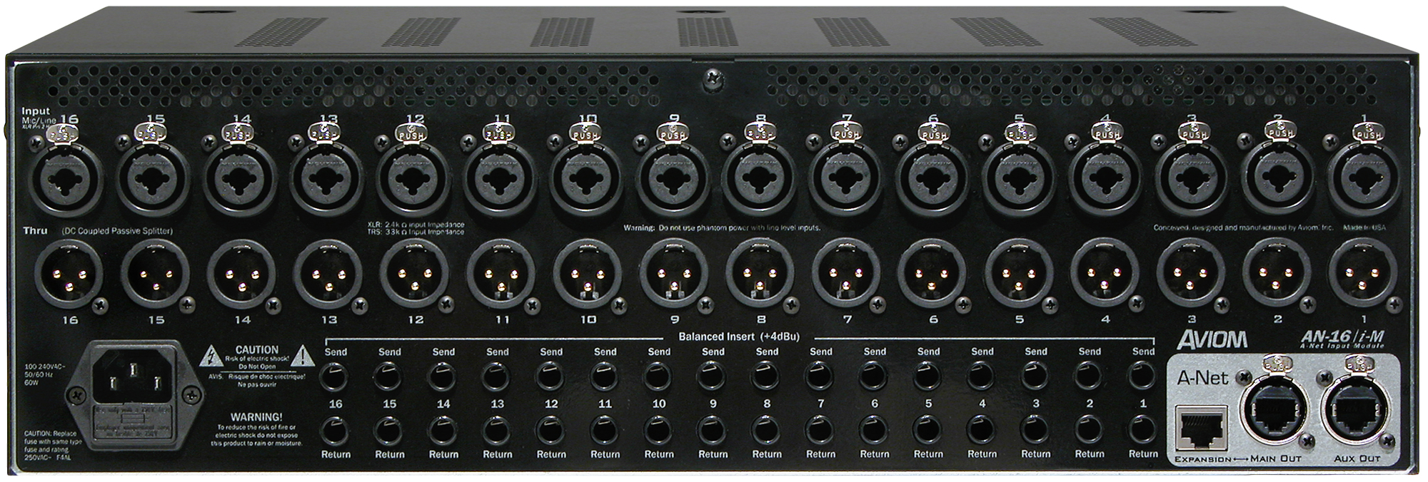 Aviom Products | Analog Input: AN-16/i-M Mic Input Module